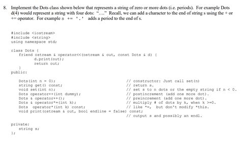 Solved 8 Implement The Dots Class Shown Below That