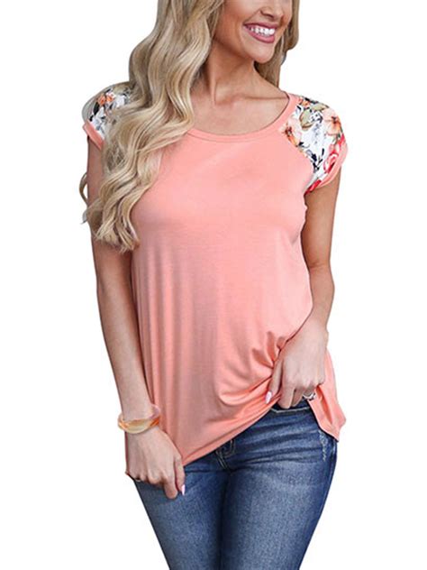 Sexy Dance Women Short Sleeve T Shirt Summer Casual Floral Print Long