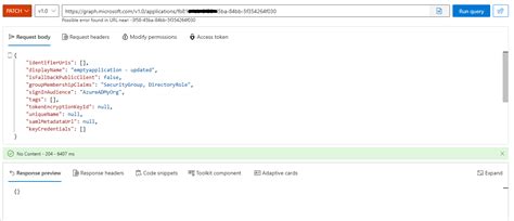 Unable To Patch A Application Object In Entra Id Using Graph Api