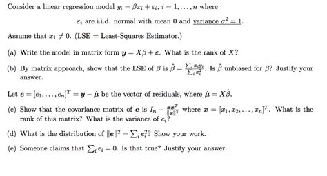 consider a linear regression model y i beta x i