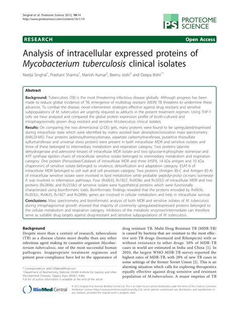 Pdf Analysis Of Intracellular Expressed Proteins Of Mycobacterium