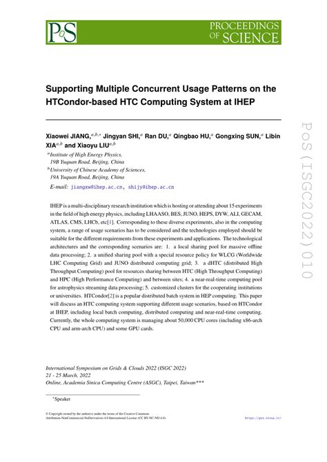Pdf Supporting Multiple Concurrent Usage Patterns On The Htcondor Based Htc Computing System