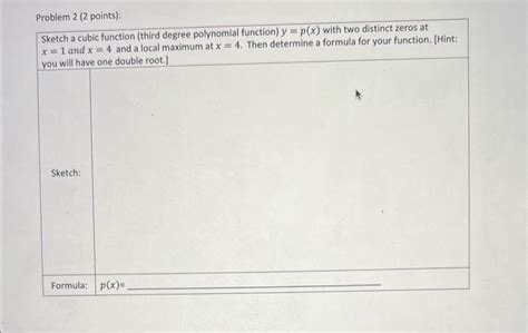 Solved Problem 2 2 Points Sketch A Cubic Function Third