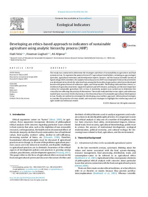 Pdf Developing An Ethics Based Approach To Indicators Of