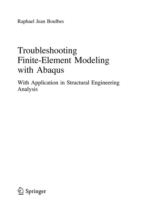 Solution Troubleshooting Finite Element Modeling With Abaqus With Application In Structural