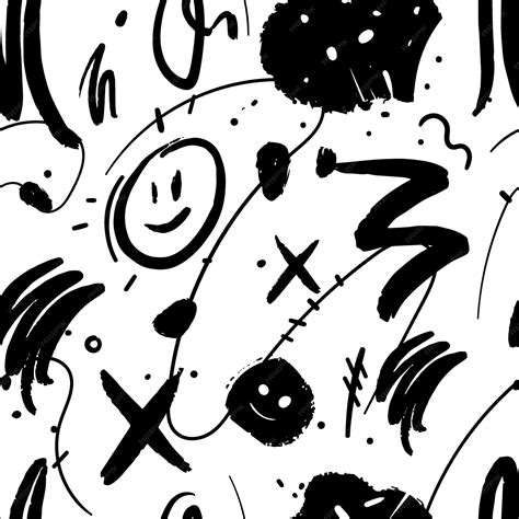 Premium Vector Abstract Vector Seamless Pattern Hand Drawn Stains Brush Stroke Curved Lines