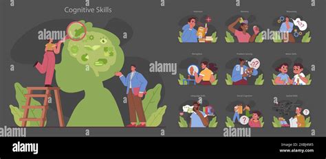 Cognitive Skills Dark Or Night Mode Set Human Cognitive Function
