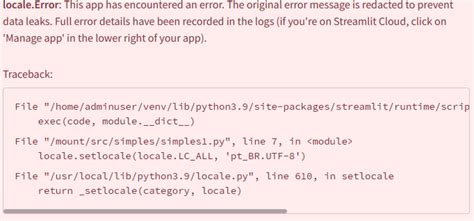 help with deployment error on site community cloud streamlit