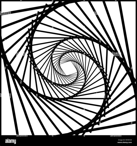 Inward Rotating Spirally Squares Abstract Monochrome Background Stock Vector Image And Art Alamy