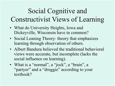 Ppt Social Cognitive And Constructivist Views Of Learning Powerpoint