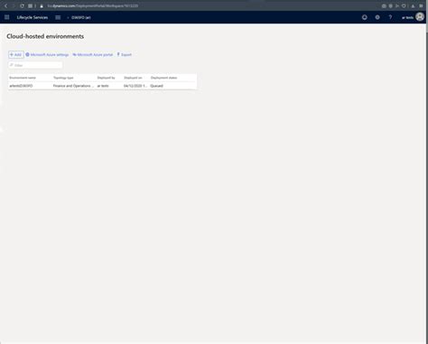 how to create dynamics 365 fando cloud hosted development environment for