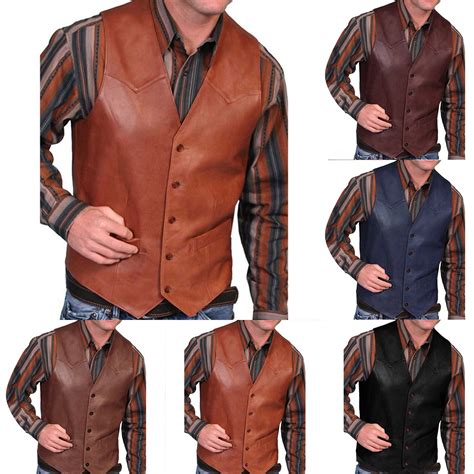 Apexfwdt Leather Motorcycle Vest For Men Riding Club Black Biker Vests Vintage Leather Suit Vest