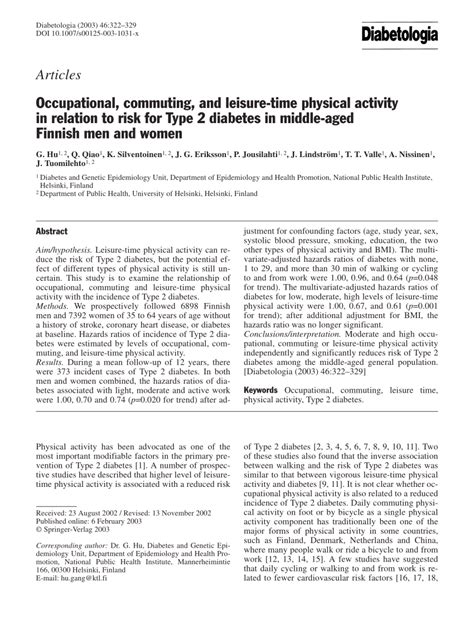 Pdf Occupational Commuting And Leisure Time Physical Activity In