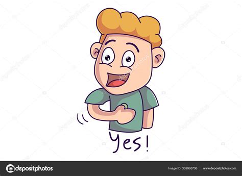 Ilustración Dibujos Animados Vectoriales Del Niño Feliz Diciendo Que