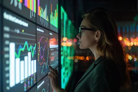 Businesswoman Using Analytics Data KPI On Dashboard Premium AI Generated Image