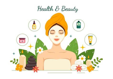 Ilustração De Beleza E Saúde Com Cosméticos Naturais E Produtos