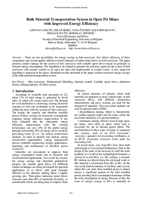 Pdf Bulk Material Transportation System In Open Pit Mines With