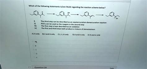Which Of The Following Statements Isare False Regarding The Reaction