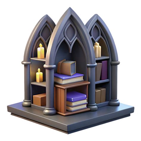 Wonderful Contemporary Gothic Bookshelf 3d Render Professional 56946818 Png
