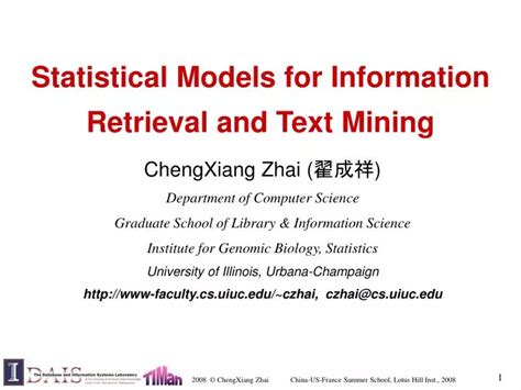 Ppt Statistical Models For Information Retrieval And Text Mining Powerpoint Presentation Id