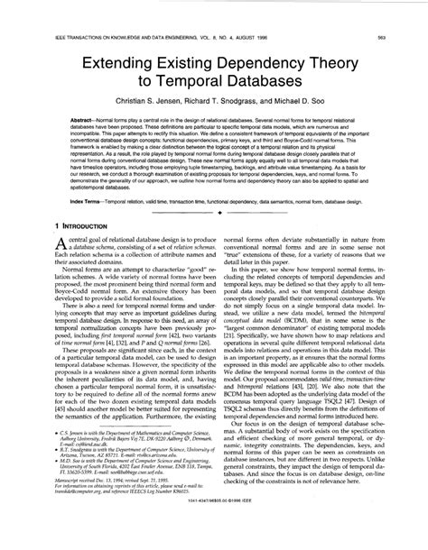 PDF Extending Existing Dependency Theory To Temporal Databases