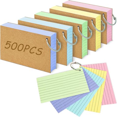 Diy Store 3in X 5in Ruled Spiral Index Cards Assorted Colors 5 Packs Of 100 500 Cards