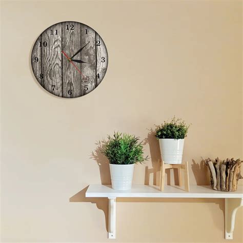 Декоративная живопись старый сарай настенные часы бесшумные не тикающие деревянные деревенские