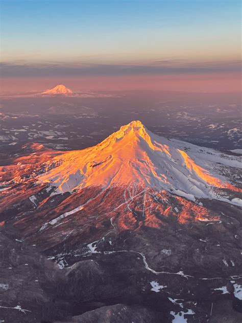 Mt Hood And Mt Adams Foreground And Background Rwashington