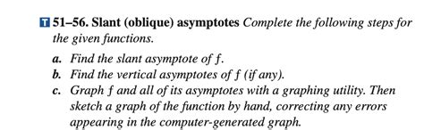 Solved Slant Oblique Asymptotes Complete The Chegg Com