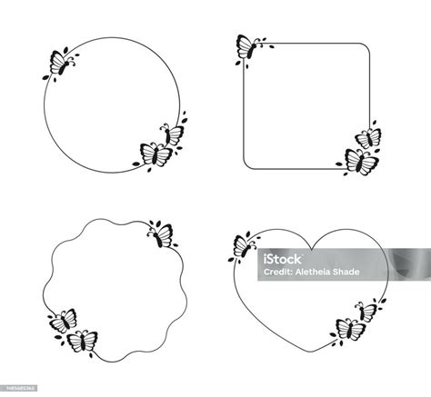 귀여운 나비 프레임 실루엣 세트 봄 여름 기하학적 테두리 벡터 그림입니다 0명에 대한 스톡 벡터 아트 및 기타 이미지 0명 개체 그룹 계절 Istock