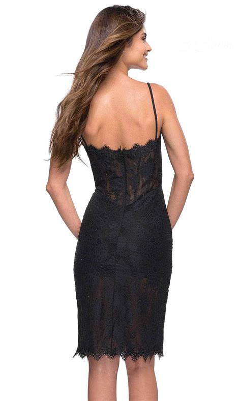 La Femme 30989 Sheer Lace Cocktail Dress Couture Candy