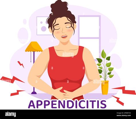 Appendicitis Illustration With Inflammation Of The Appendix And Stomach