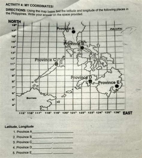 Solved ACTIVITY MY COORDINATES DIRECTIONS Using The Map Below
