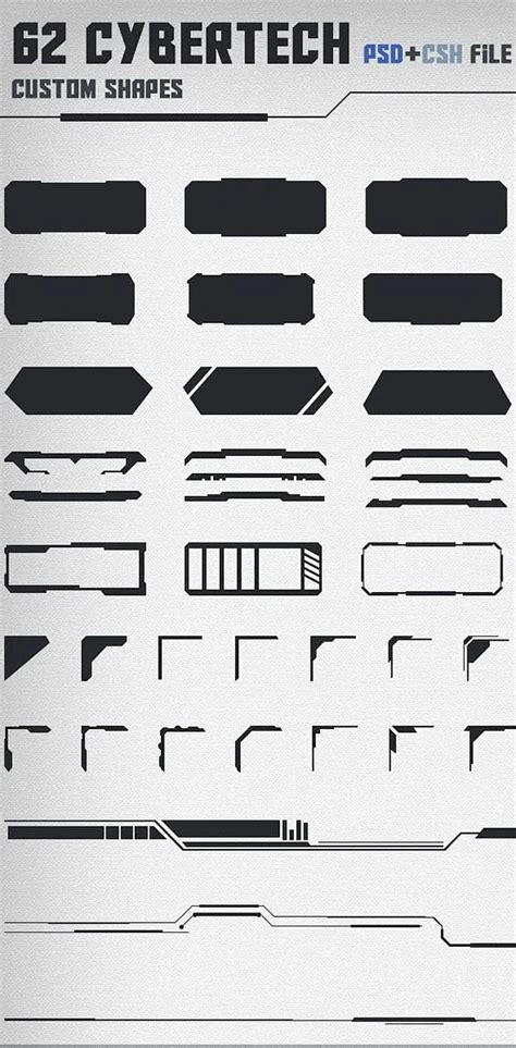 62 Cybertech Custom Shapes Miscellaneous Shapes 花瓣网