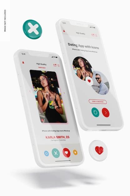 Premium PSD Iphone With Dating App Icons Mockup Left View