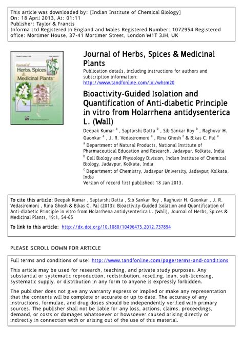Pdf Bioactivity Guided Isolation And Quantification Of Anti Diabetic