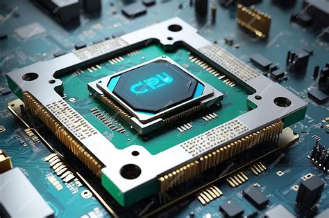 Premium Photo View Of A Cpu Processor Chip With A Gear And Network