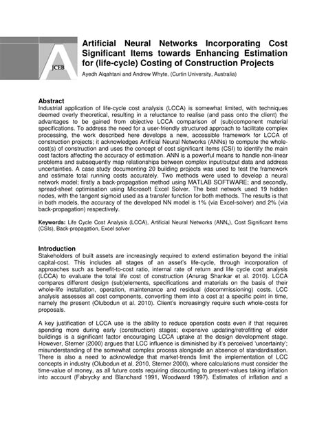 Pdf Artificial Neural Networks Incorporating Cost Significant Items Towards Enhancing