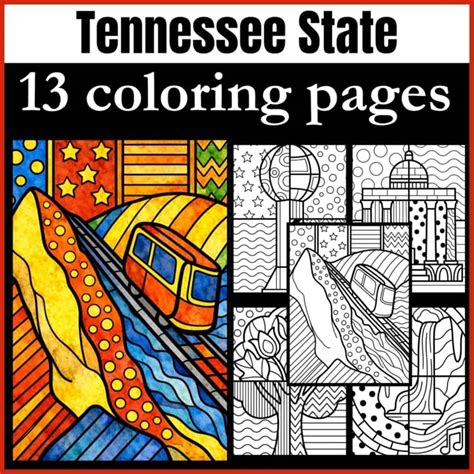 Tennessee State Pop Art Coloring Pages Landmarks Symbols And Wildlife