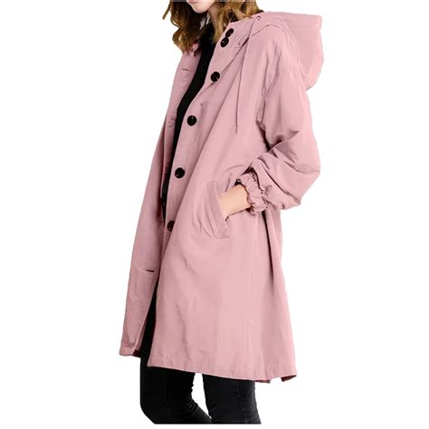 Odeerbi Hooded Lightweight Waterproof Raincoat For Women Long Sleeve