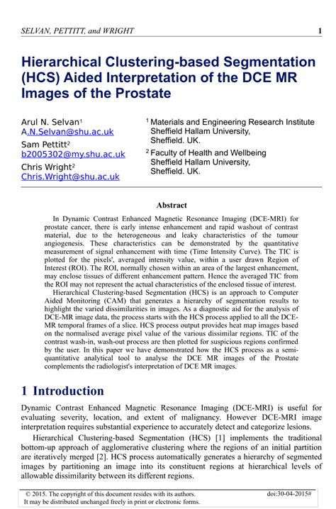 Pdf Hierarchical Clustering Based Segmentation Hcs Aided