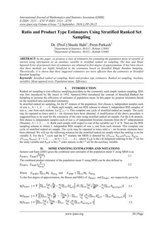 Ratio And Product Type Estimators Using Stratified Ranked Set Sampling PDF