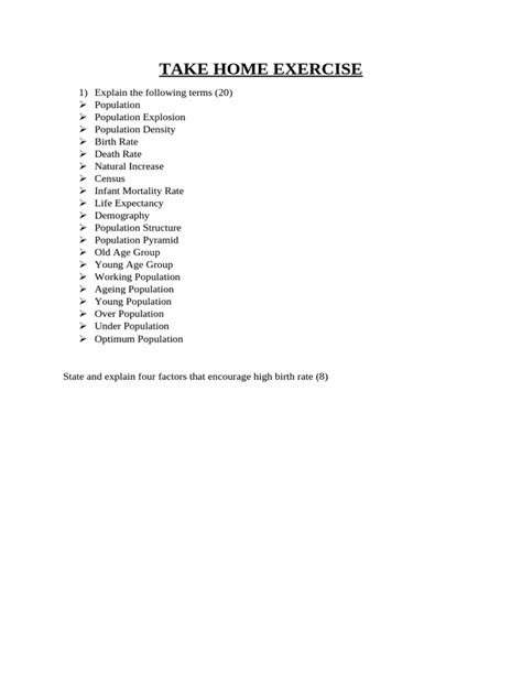 Take Home Exercise Pdf