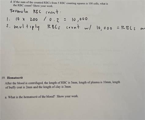 Solved D If The Sum Of The Counted Rbcs From 5rbc Counting
