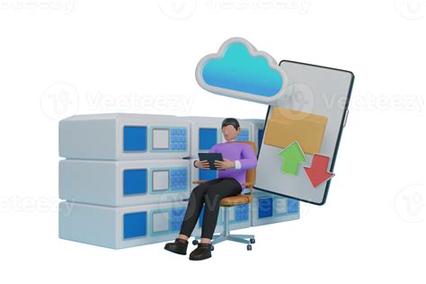 3d Cloud Computing Technology Cloud Storage Download Digital Service