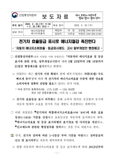 전기차 효율등급 표시로 에너지절감 촉진한다 자동차 에펨코리아
