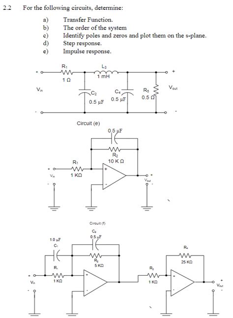 Solved For The Following Circuits Determine A Transfer