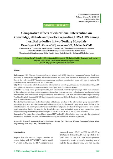 Pdf Comparative Effects Of Educational Intervention On Knowledge Attitude And Practice
