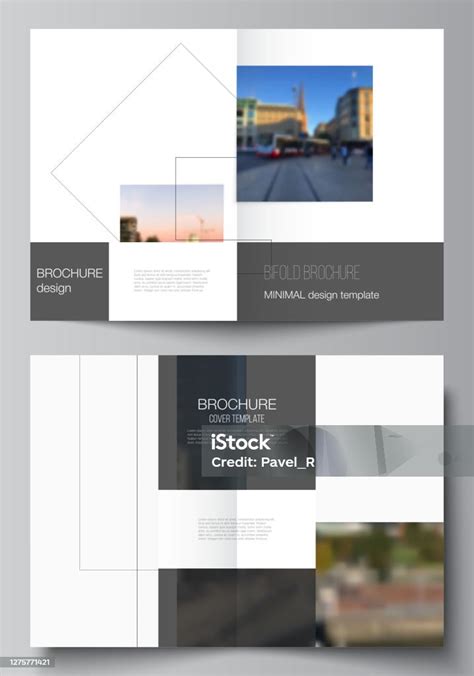 두 개의 A4 포맷 커버 모형 디자인 템플릿의 벡터 레이아웃은 기하학적 단순 모양 쌍선 브로셔 전단지 잡지 표지 디자인 책
