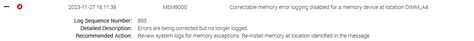 ‎poweredge alert correctable memory error logging disabled dell